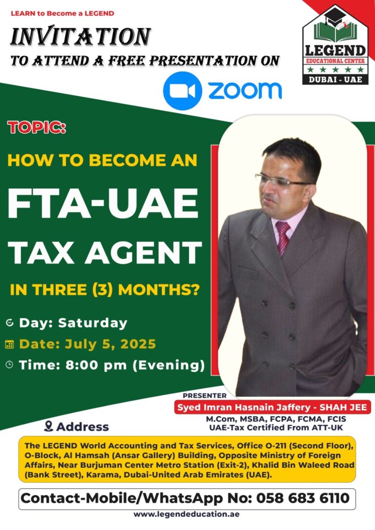 Demo Class How to Become An FTA UAE Tax Agent - The Legend Educational ...